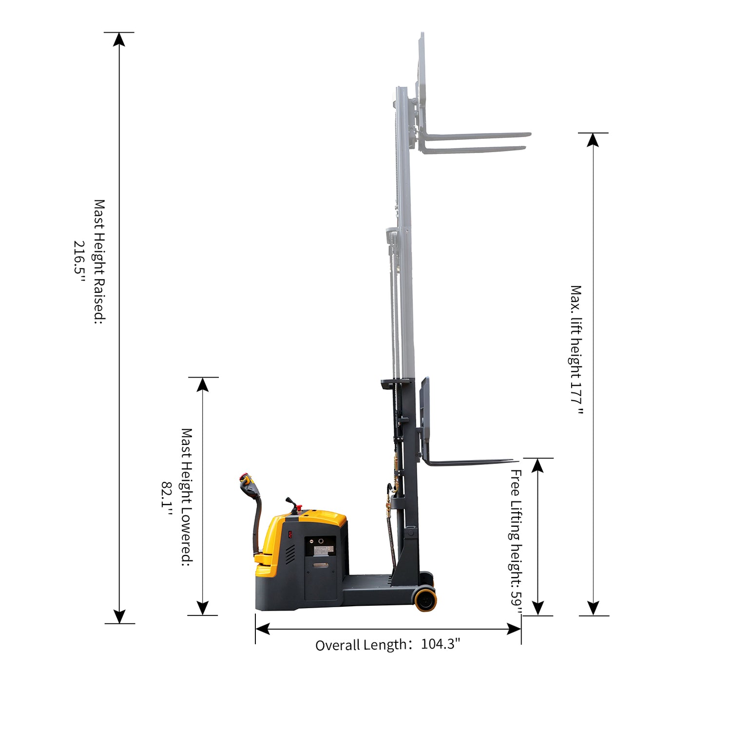 ApolloLift 118"-177'' Lifting Counterbalanced Stacker 1212lbs-3300lbs